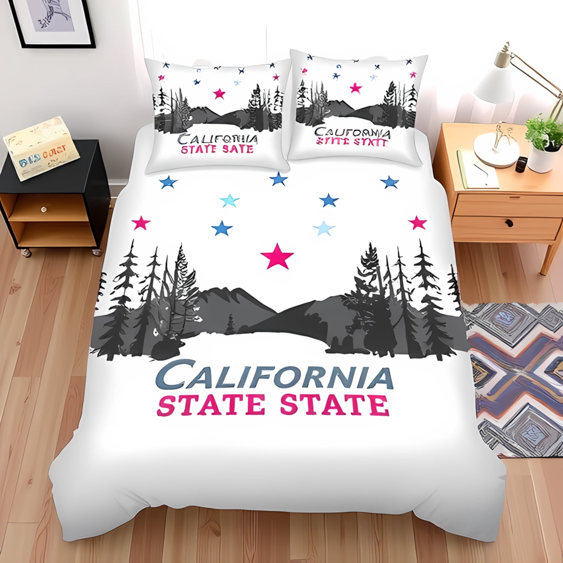 California Landmarks 3-Piece Duvet Cover Set - Scenic Bedding with ...