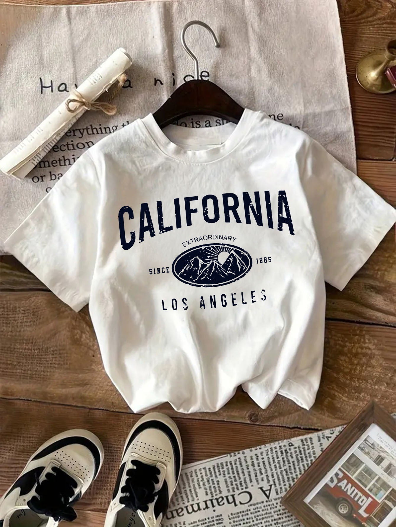 California Los Angeles Graphic Tee - Casual Summer Short Sleeve Crew ...