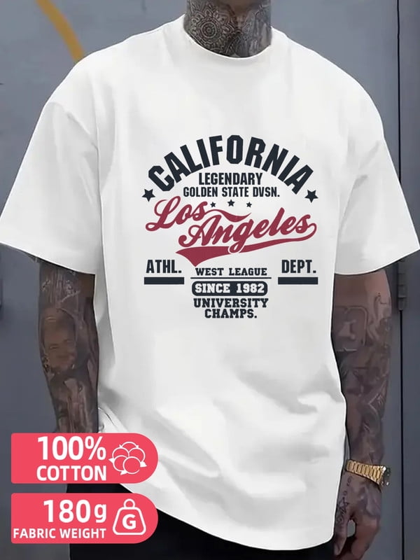 California Los Angeles men's white Daytime and weekend wear Retro ...