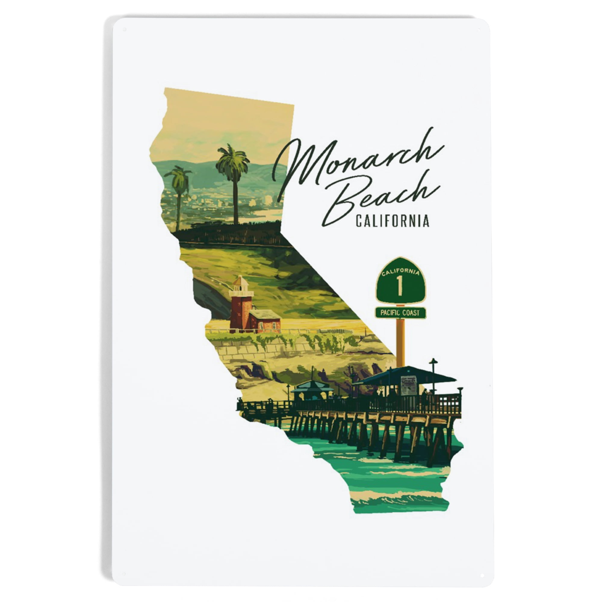 California, Monarch Beach (12x18 Aluminum Art, Indoor Outdoor Metal ...