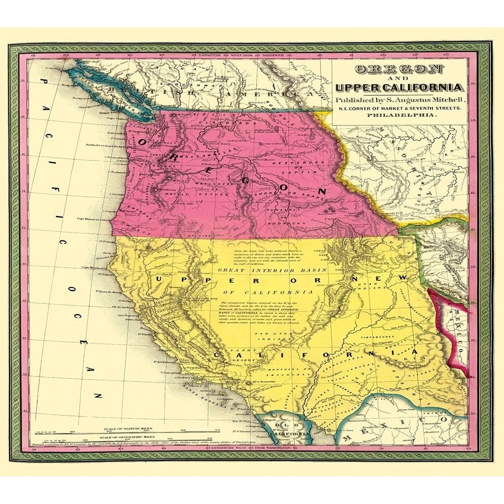 California Oregon - Mitchell 1846 Poster Print by Mitchell Mitchell ...