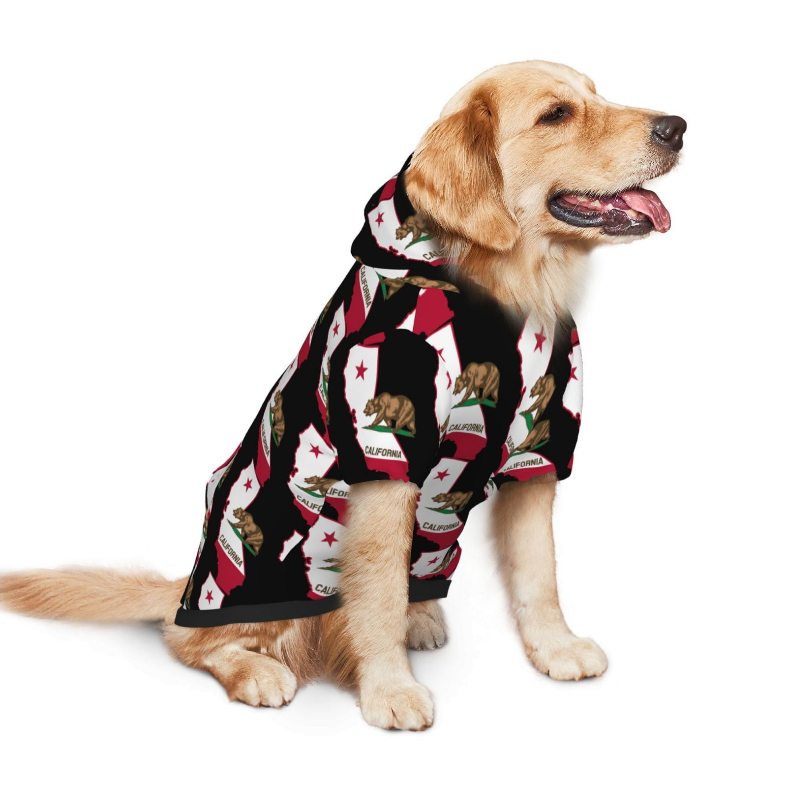 California Outline And Flag Dog Hoodie Pet Coat for Medium and Large ...