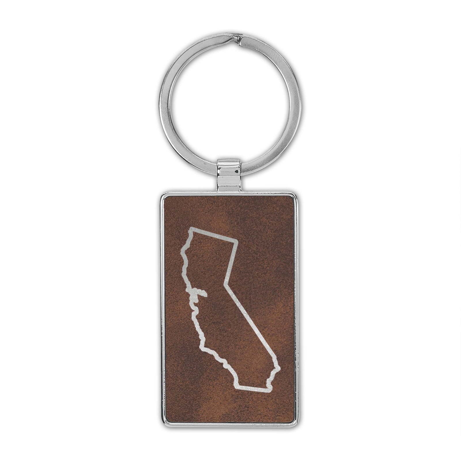 California Outline Premium Leatherette Keychain ca - Rustic - Walmart.com