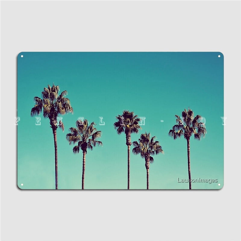 California Palm Trees Metal Plaque Poster Design Wall Cave Plaques Bar ...