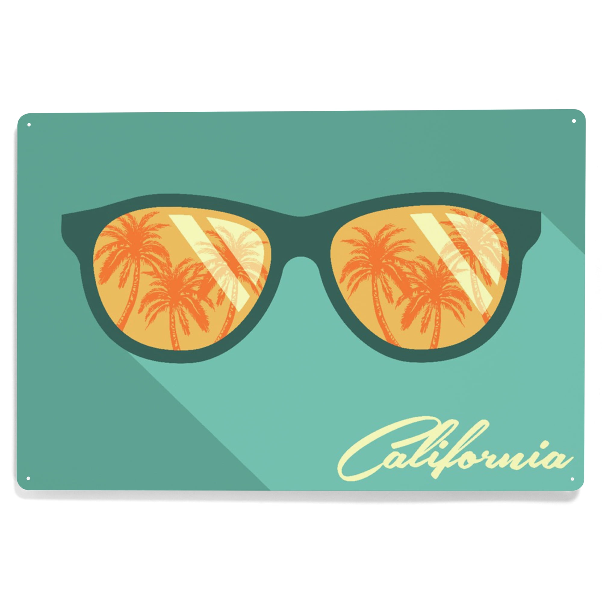 California, Palms and Sunglasses (12x18 Aluminum Art, Indoor Outdoor ...