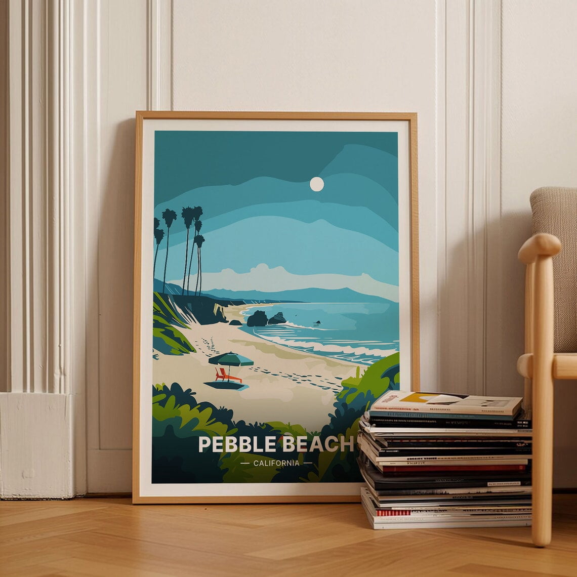 California Pebble Beach Golf Course Travel Poster Coastal Wall Art ...