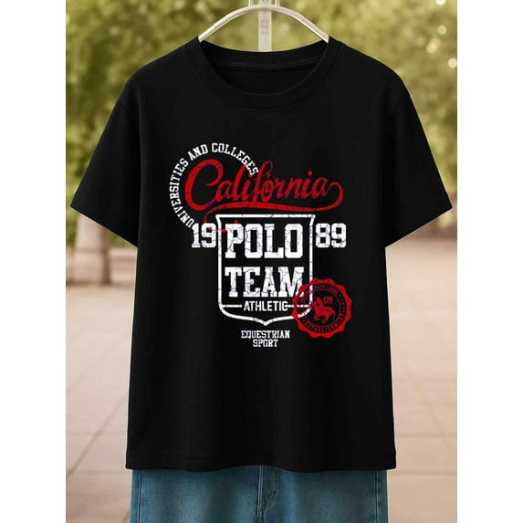 California Polo Team Christmas print t shirt for men 180G 100% Cotton ...