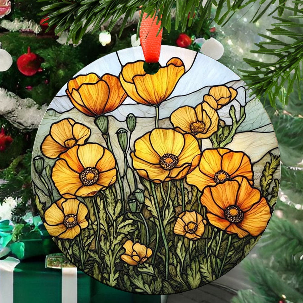 California Poppies 10 Ceramic/Acrylic Christmas Ornament, Warm Fall ...