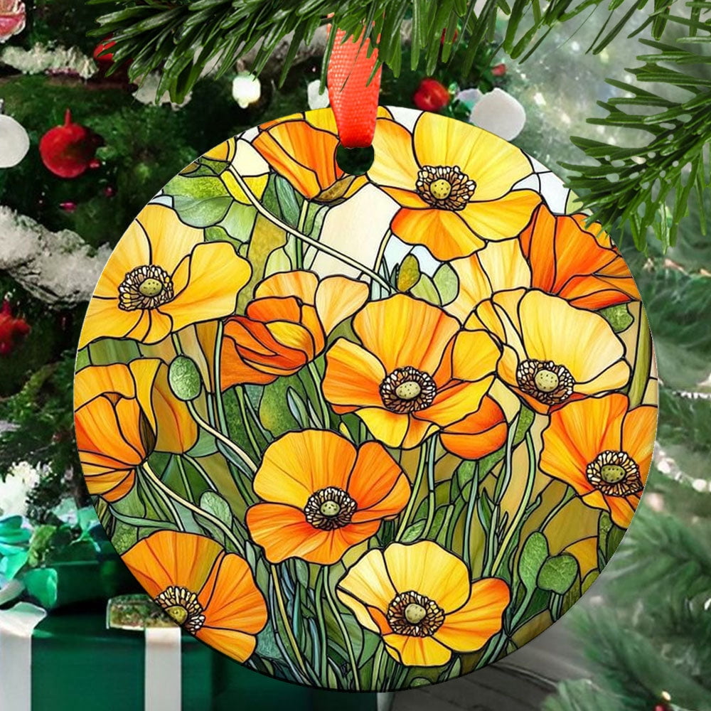 California Poppies 7 Ceramic/Acrylic Christmas Ornament, Sweetheart ...