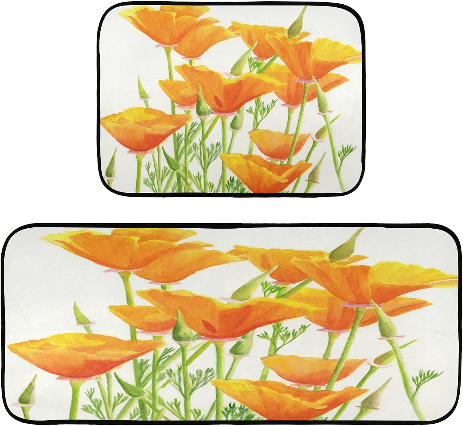California Poppies Spring Flowers Kitchen Mats Yellow Summer Floral ...