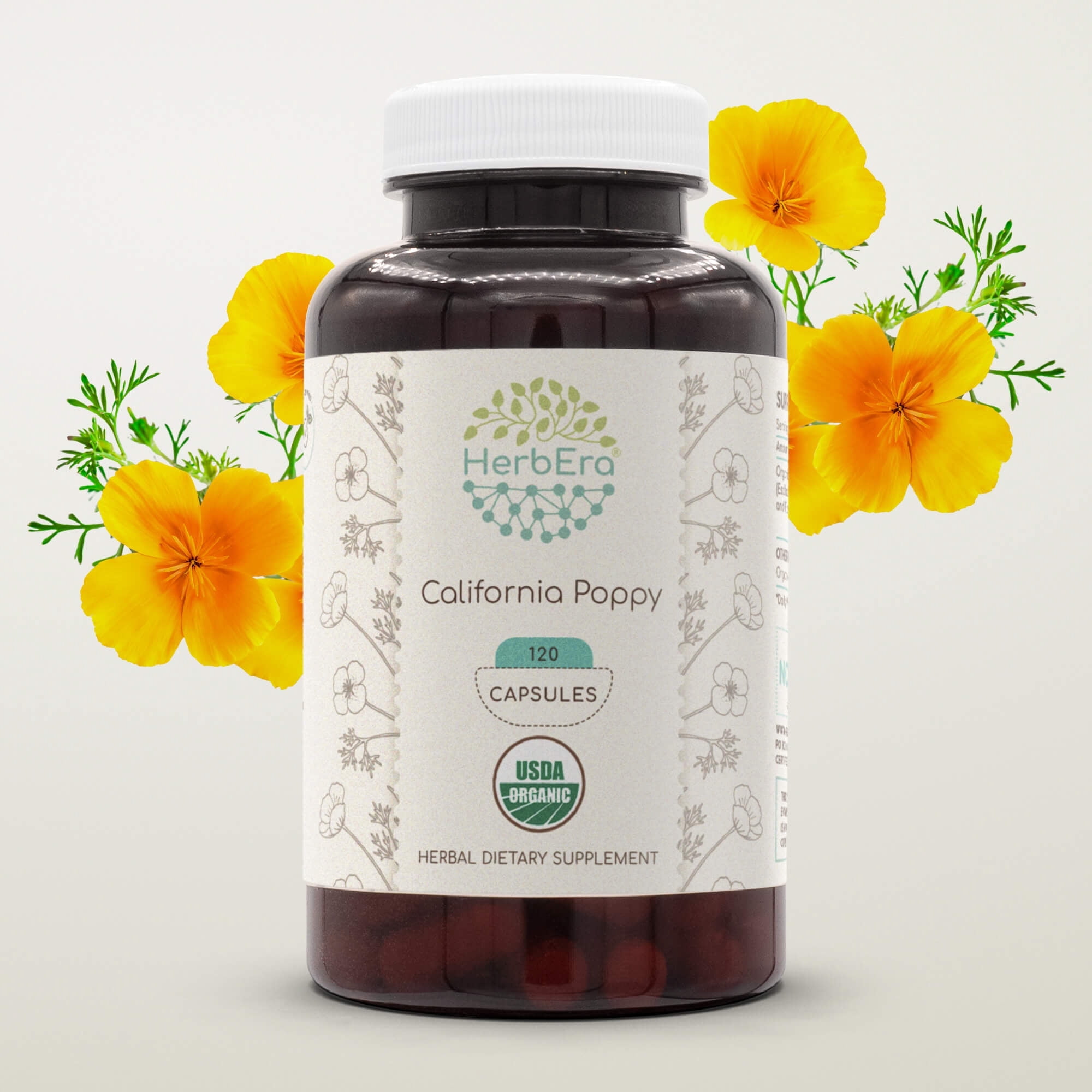 HerbEra California Poppy Capsules, Organic Herbal Dietary Supplement ...