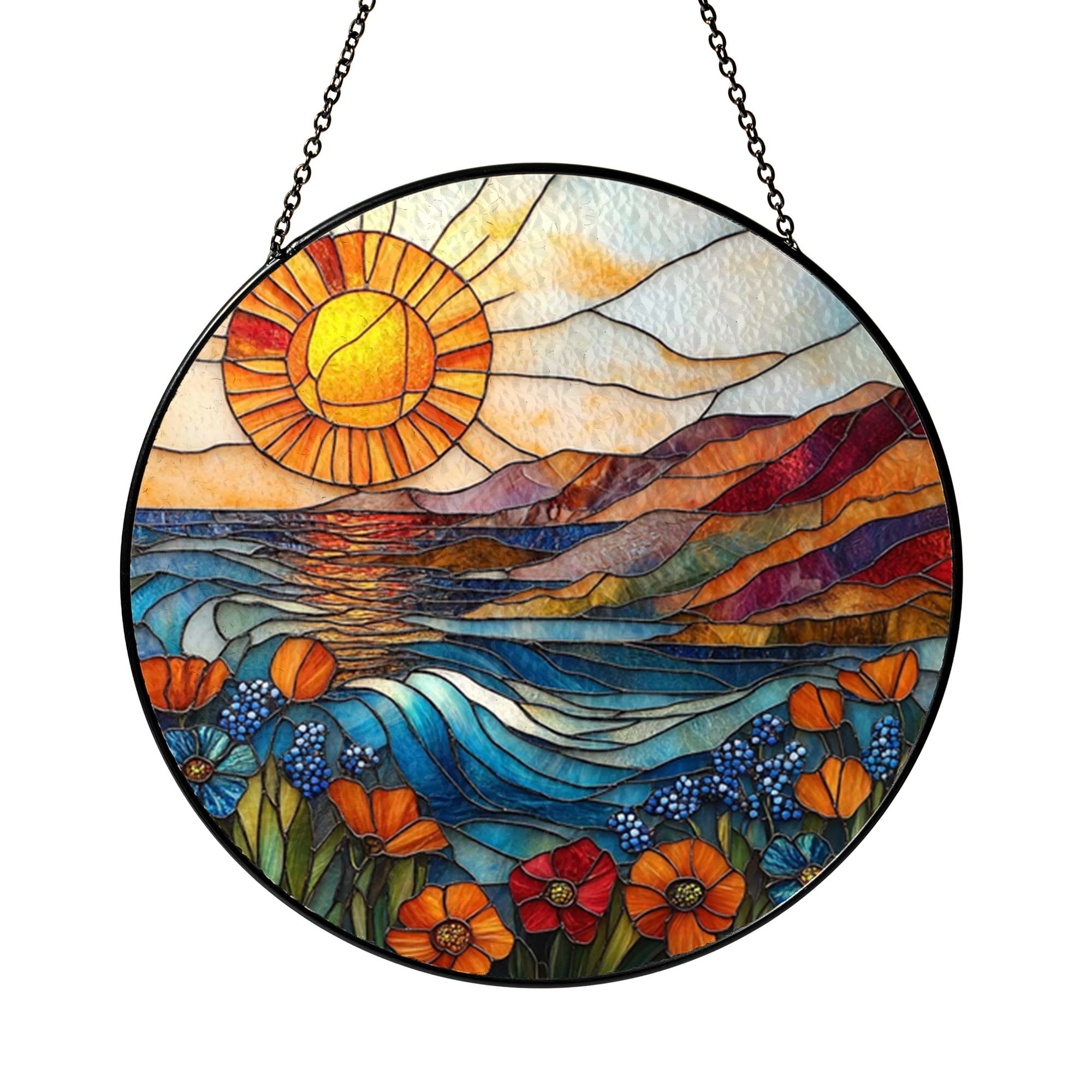 California Poppy Floral Acrylic Suncatcher Panel, Decorative Window ...