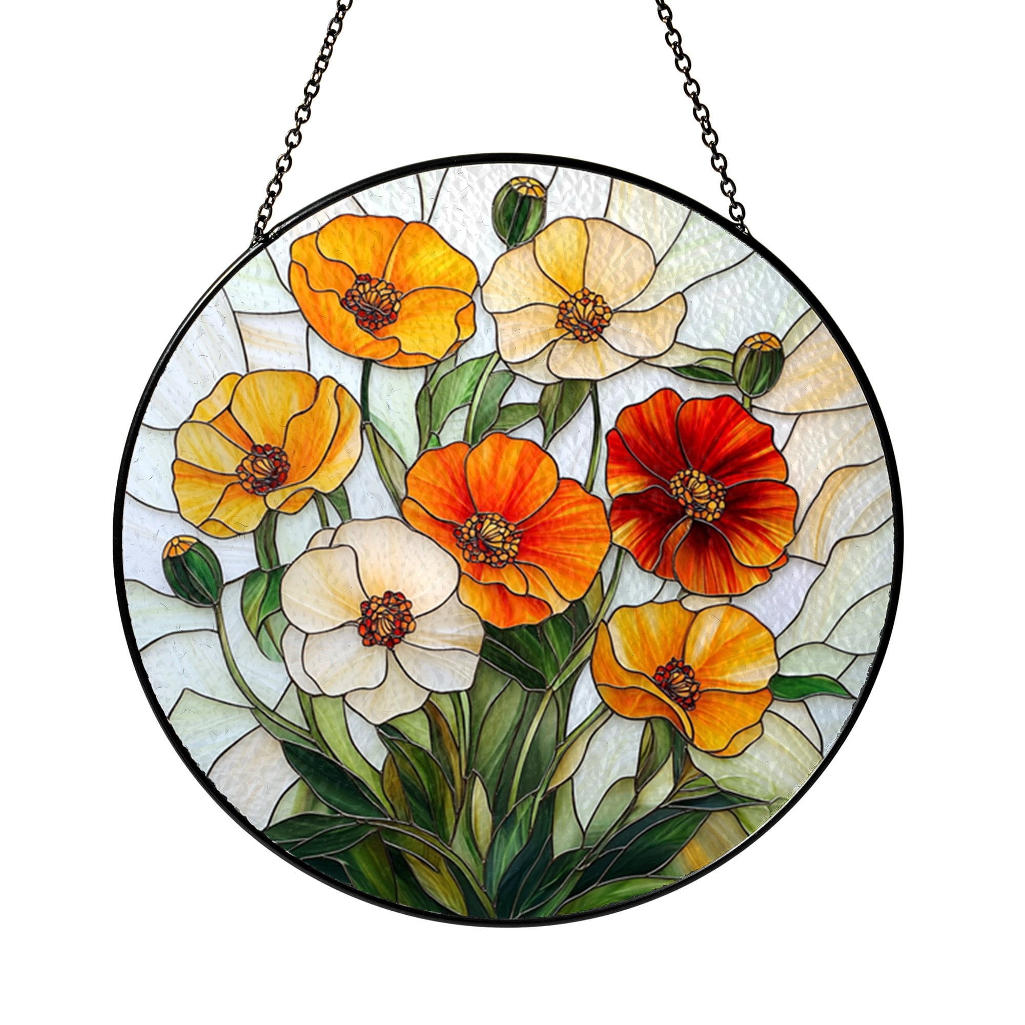 California Poppy Flower Stained Glass Suncatcher, Bright Floral Window ...