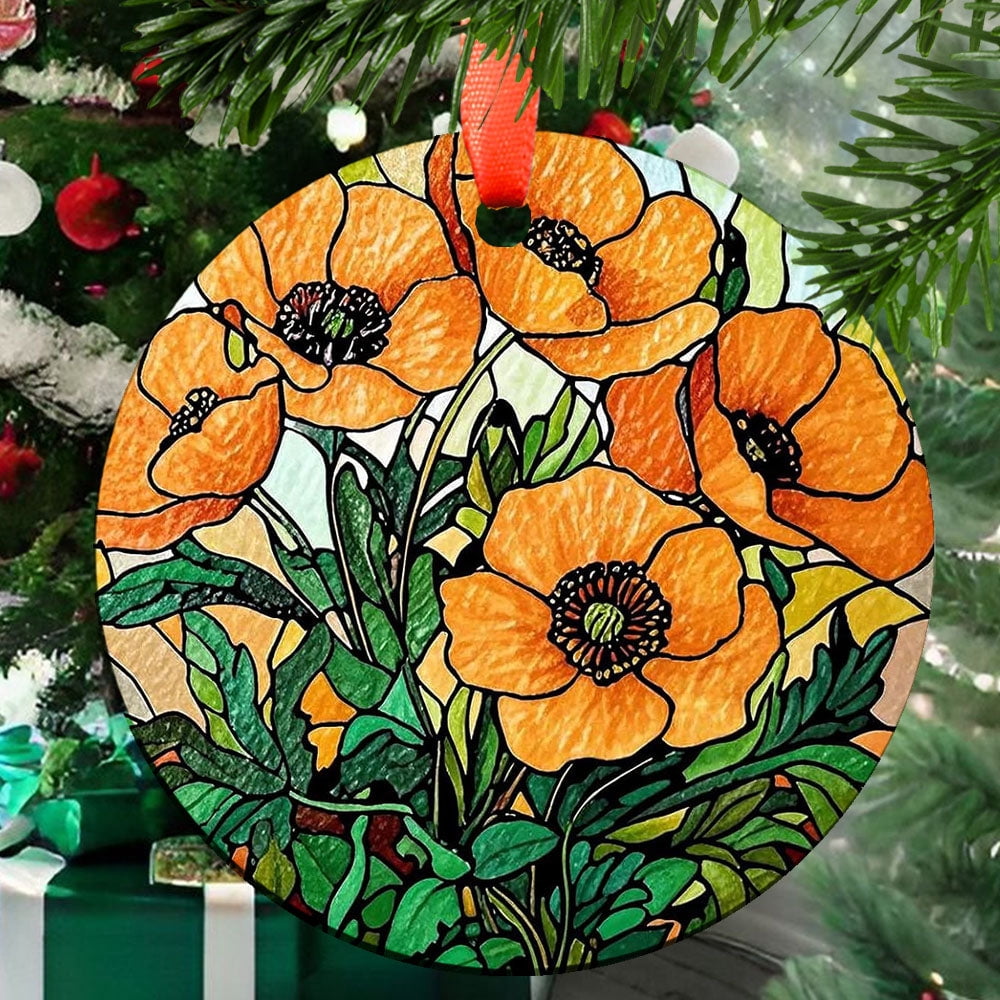 California Poppy Forest Sun Catcher Ornament Window Hanging Flower ...