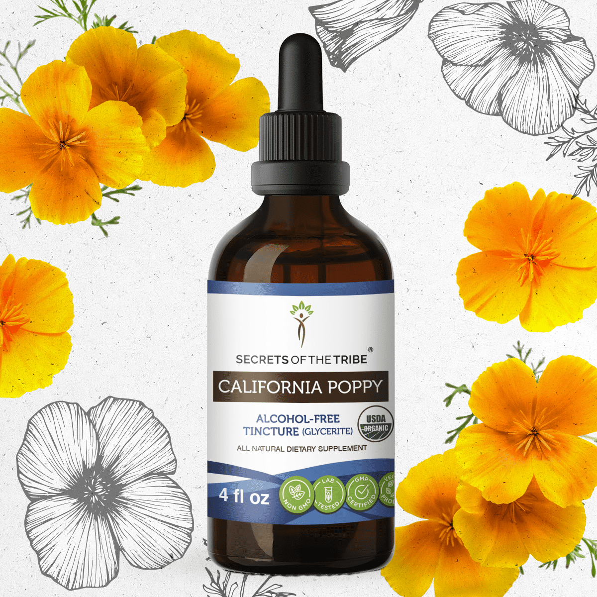 California Poppy Tincture Alcohol-FREE Extract, Organic California ...