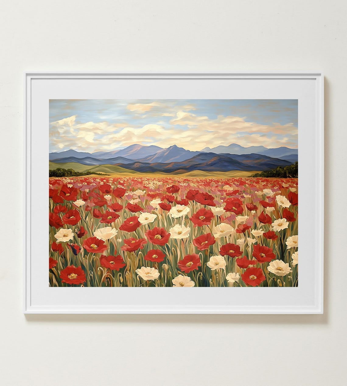 California Poppy Wall Art, Landscape, Poppy Poster, Red Botanical ...