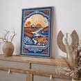 California Poster, Vintage Sunset Palm Tree Print, Bold Blue Orange ...