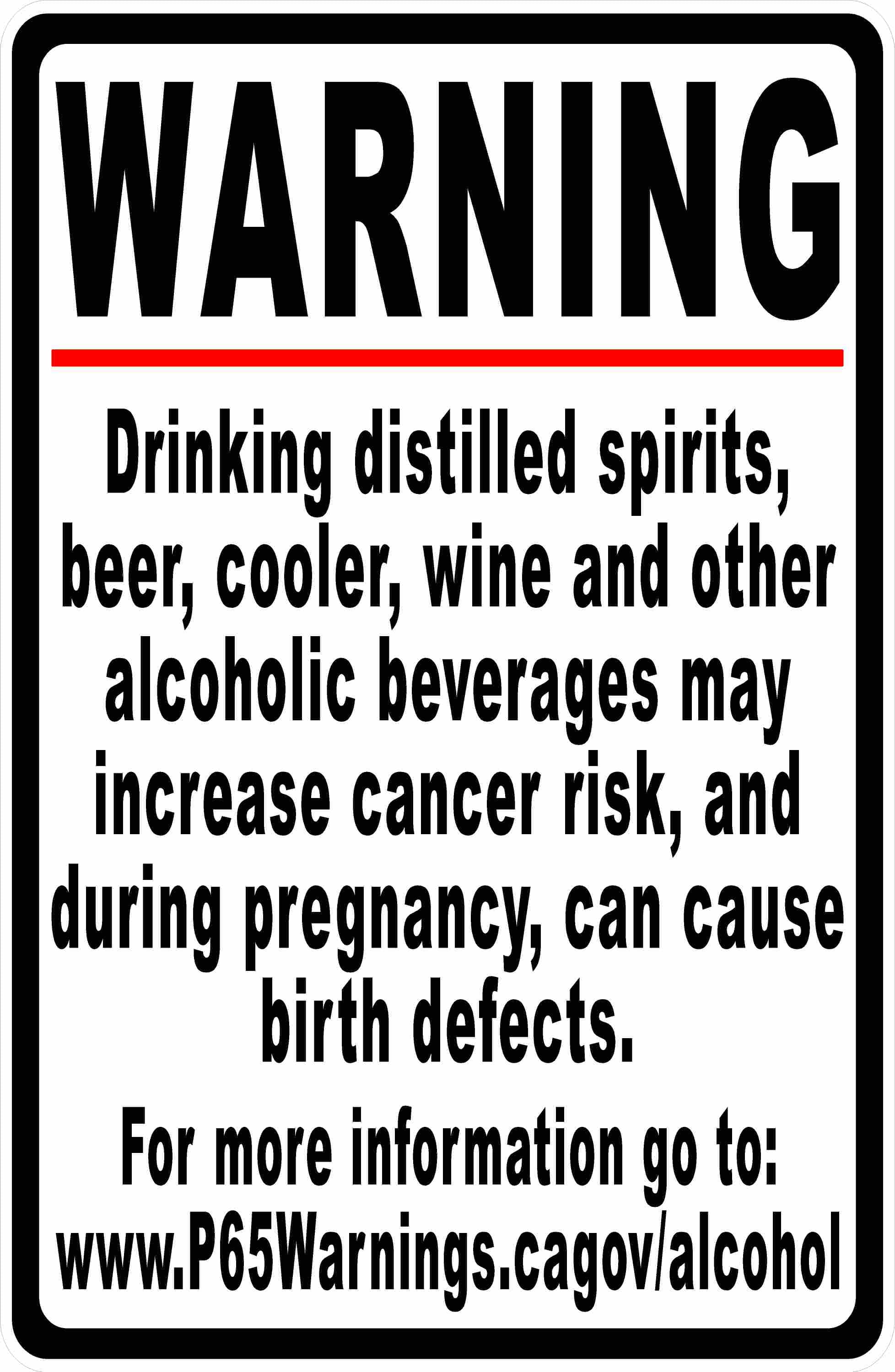 California Prop 65 Alcohol Warning Sign - Walmart.com