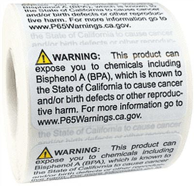 California Proposition 65 Contains Bisphenol A BPA Warning Labels 1 x 2 ...