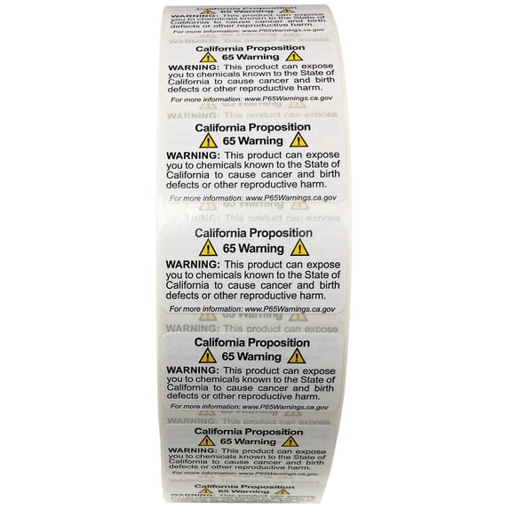 California Proposition 65 Warning Labels | 1 x 2" Inch | 5,000 Bulk ...