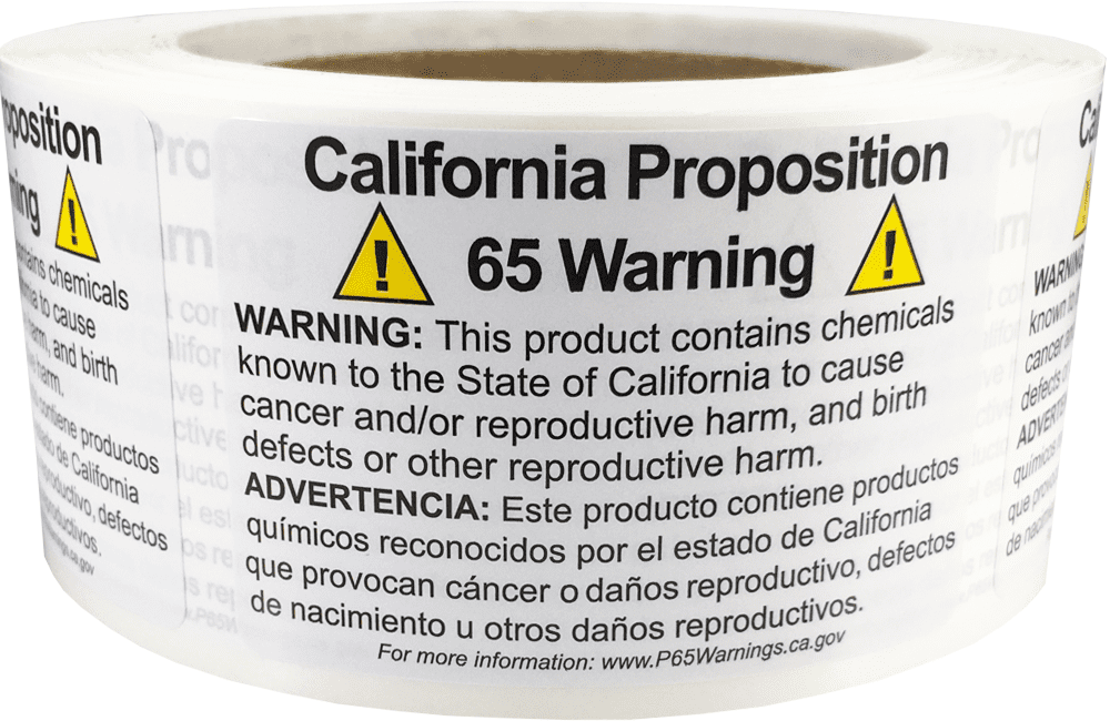 California Proposition 65 Warning Labels Short Form 2 x 3 Inch ...