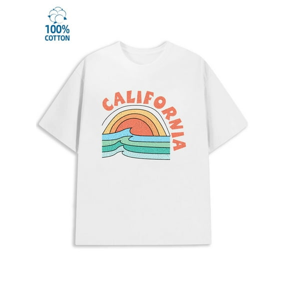 California Rainbow Tee for men city 180G 100% Cotton white new york y2k ...