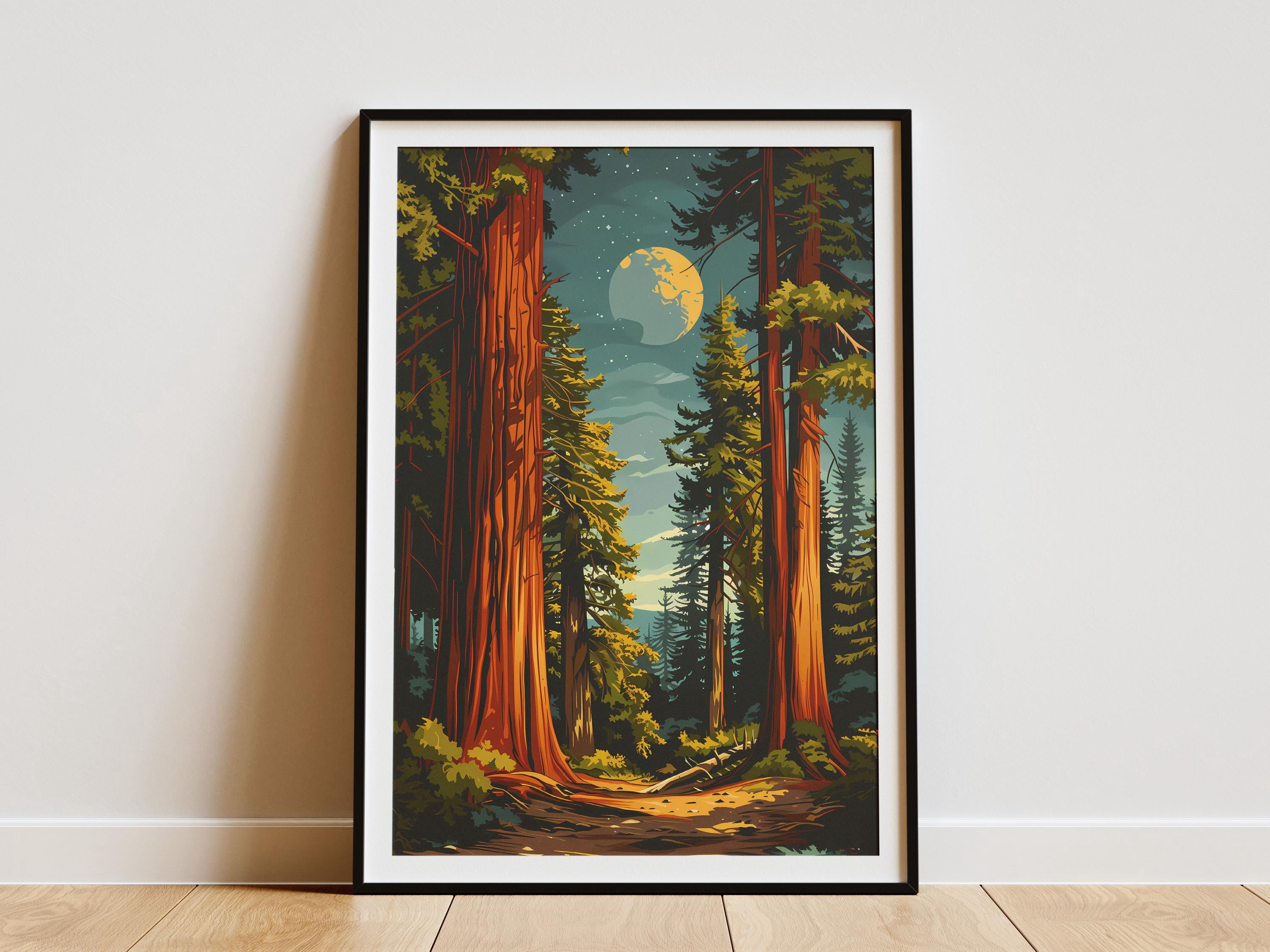 California Redwood Forest Poster Poster Vintage Travel Poster ...