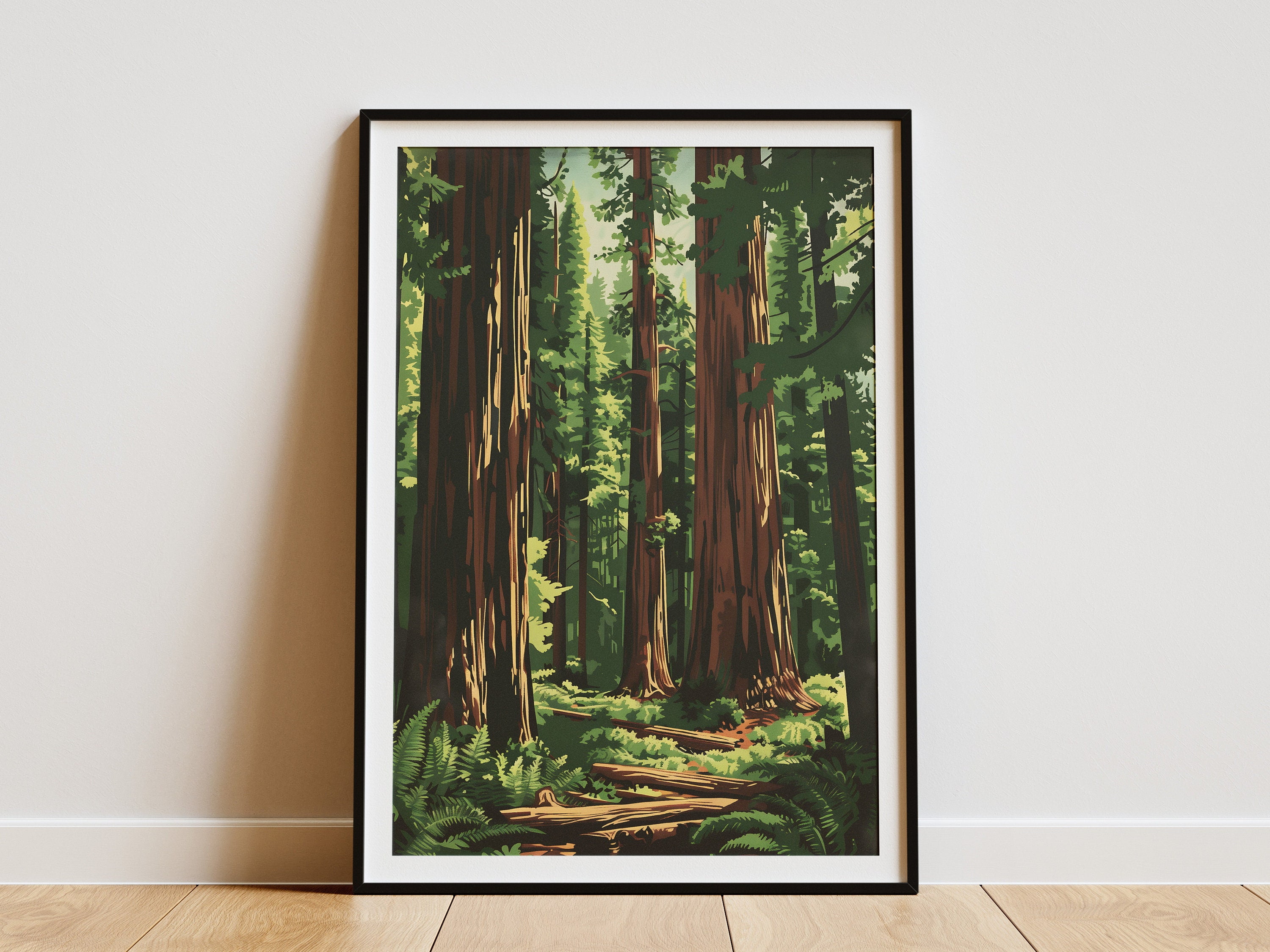 California Redwood Forest Poster Print Vintage Travel Poster Mid ...