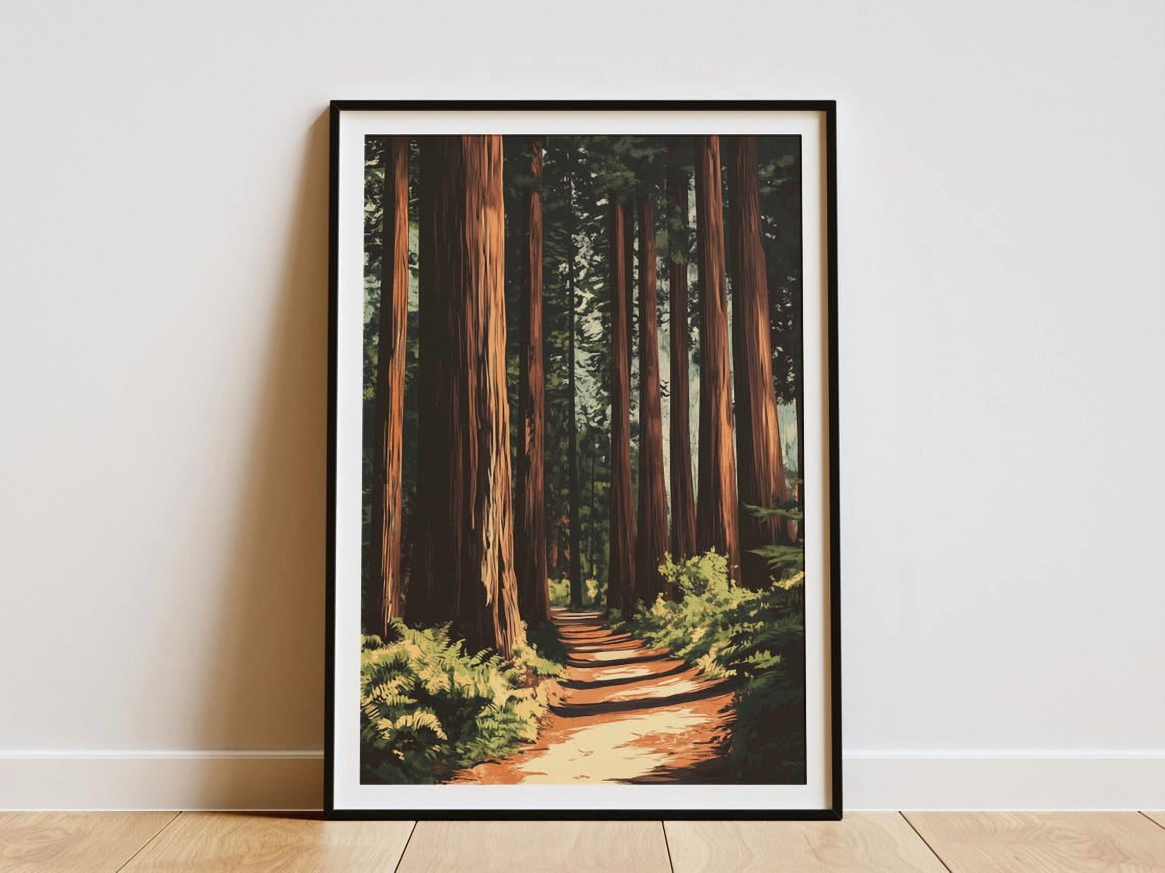 California Redwood Forest Vintage Style National Park Travel Nature ...