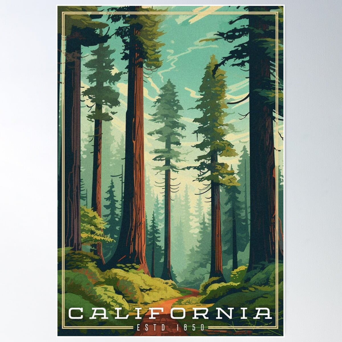 California Redwoods Poster Wall Art, Modern Wall Decor For Living Room ...