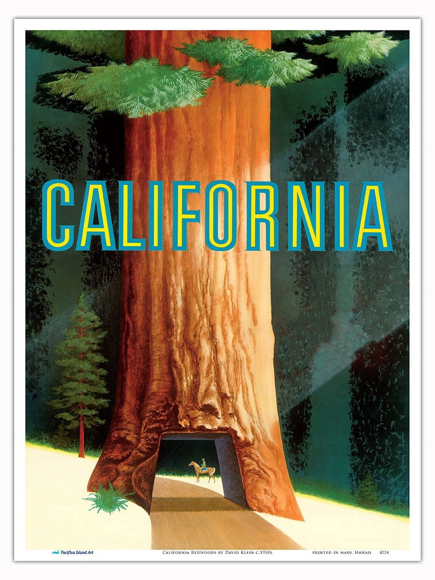 California Redwoods - Vintage Travel Poster by David Klein c.1950s ...