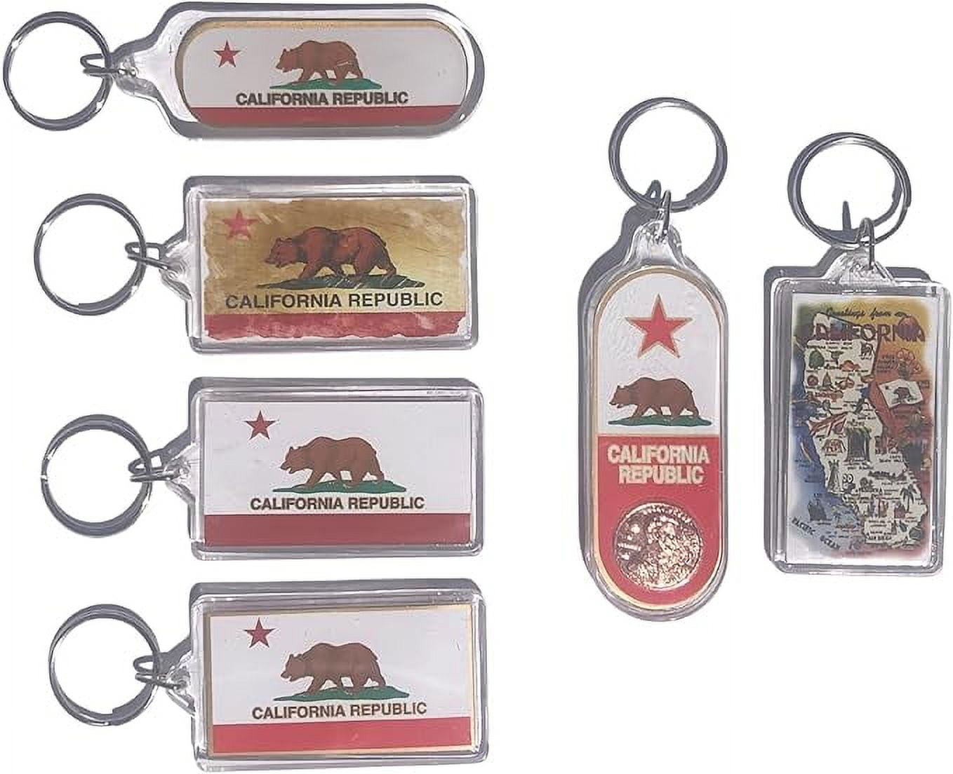 California Republic Bear Keychain Collection 6 Pack Set. State Flag ...