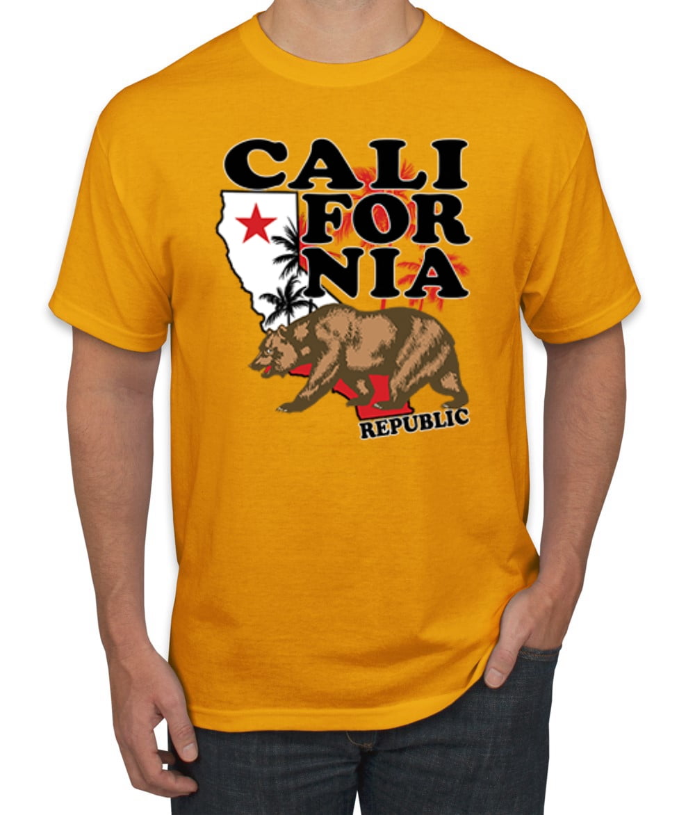 California Republic Cali Bear Pop Culture Men's Graphic T-Shirt, Gold ...