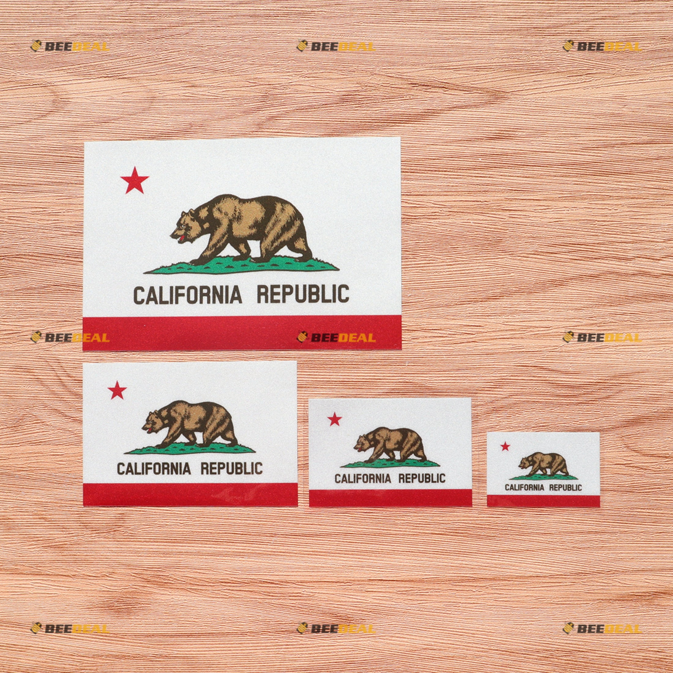 California Republic Cali State Flag Vinyl Decal Sticker - 4 Pack ...