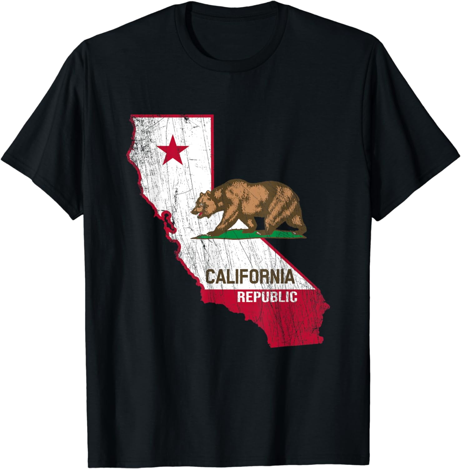 California Republic Flag - Distressed Design - Classic T-Shirt ...