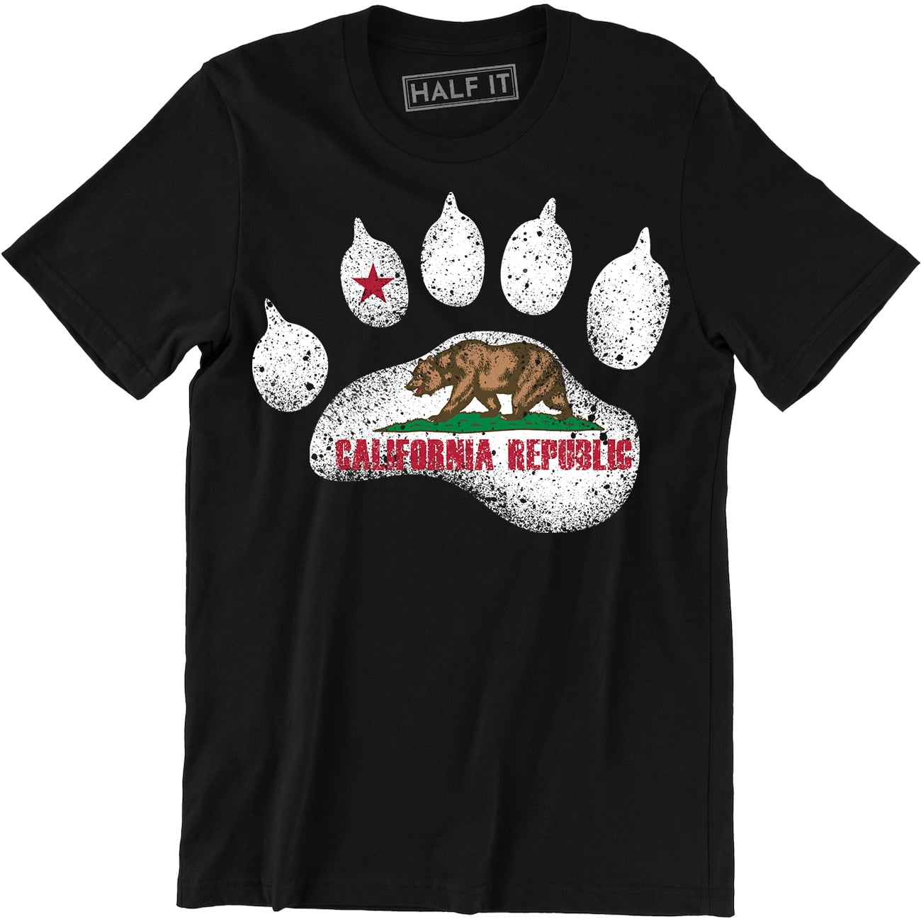 California Republic State Flag Cali Bear Footstep Men's CA Souvenir T ...