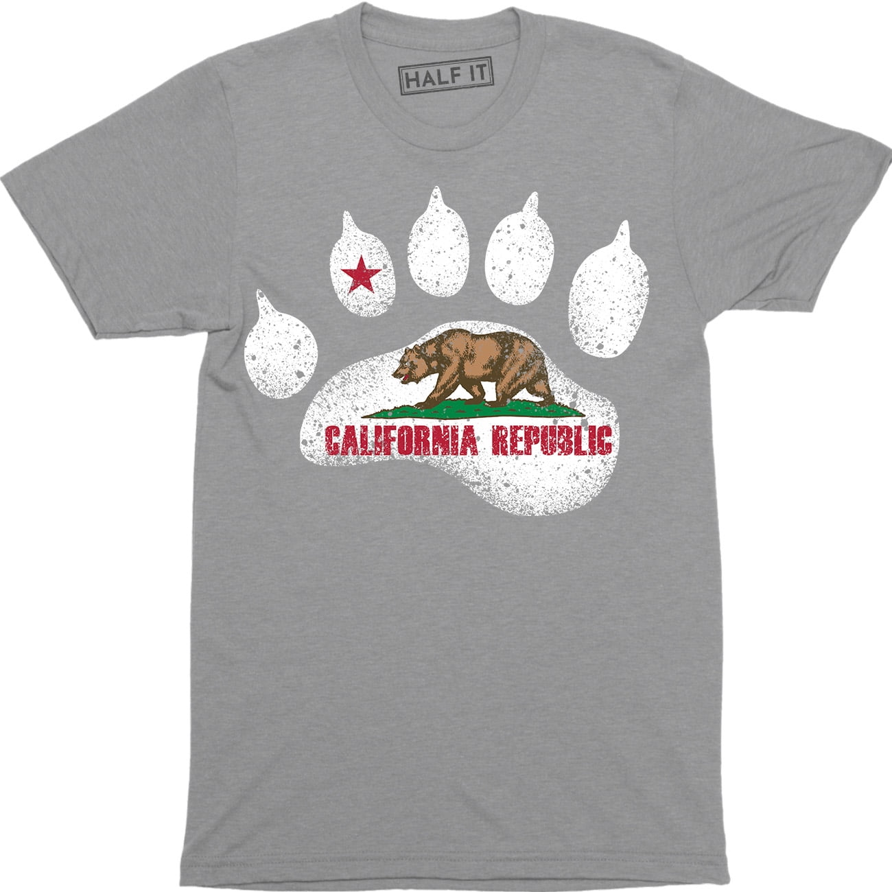 California Republic State Flag Cali Bear Footstep Men's CA Souvenir T ...