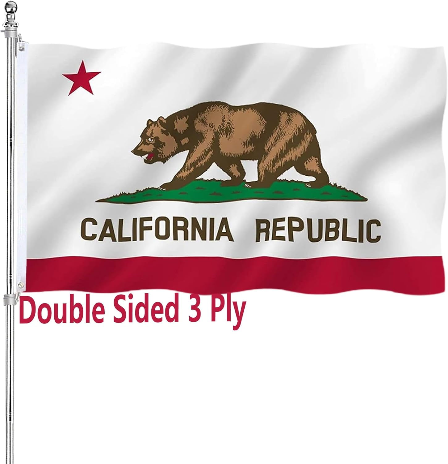 California Republic State Flag Double Sided 3x5 Outdoor Heavy Duty 3 ...