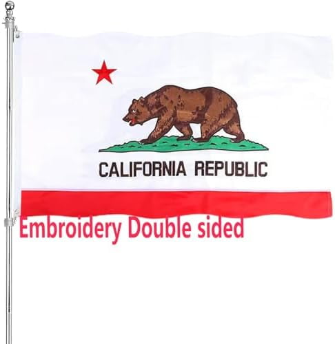 California Republic State Flag Embroidery Double Sided 3X5 Outdoor ...