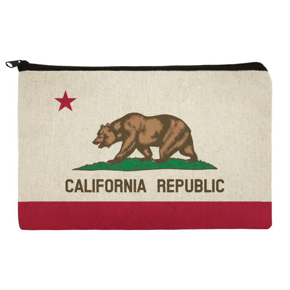 California Republic State Flag Pencil Pen Organizer Zipper Pouch Case ...