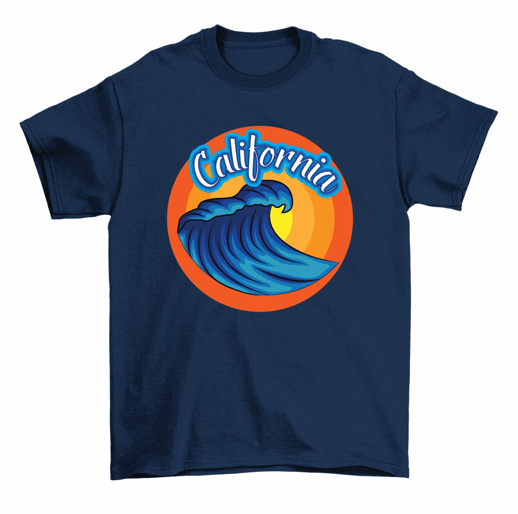 California Retro Ocean Wave Beach T-Shirt CA Cali Tee Men Women ...