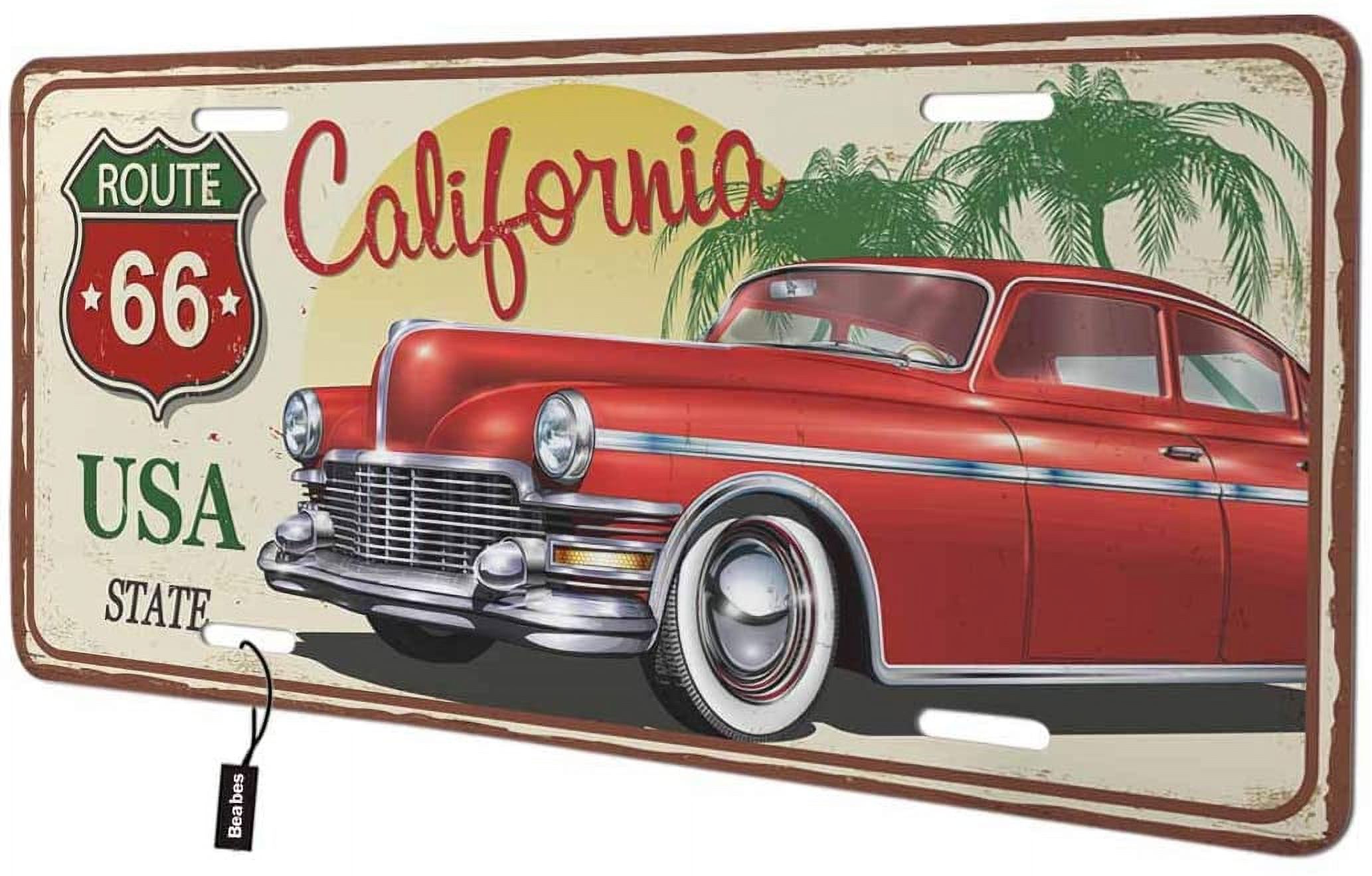 California Route 66 Front License Plate Cover,USA State Red Vintage Car ...