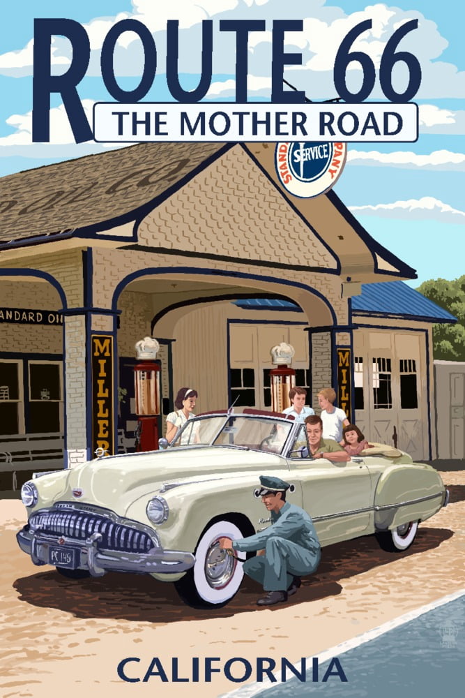 California, Route 66, The Mother Road, Service Station (36x54 Giclee ...