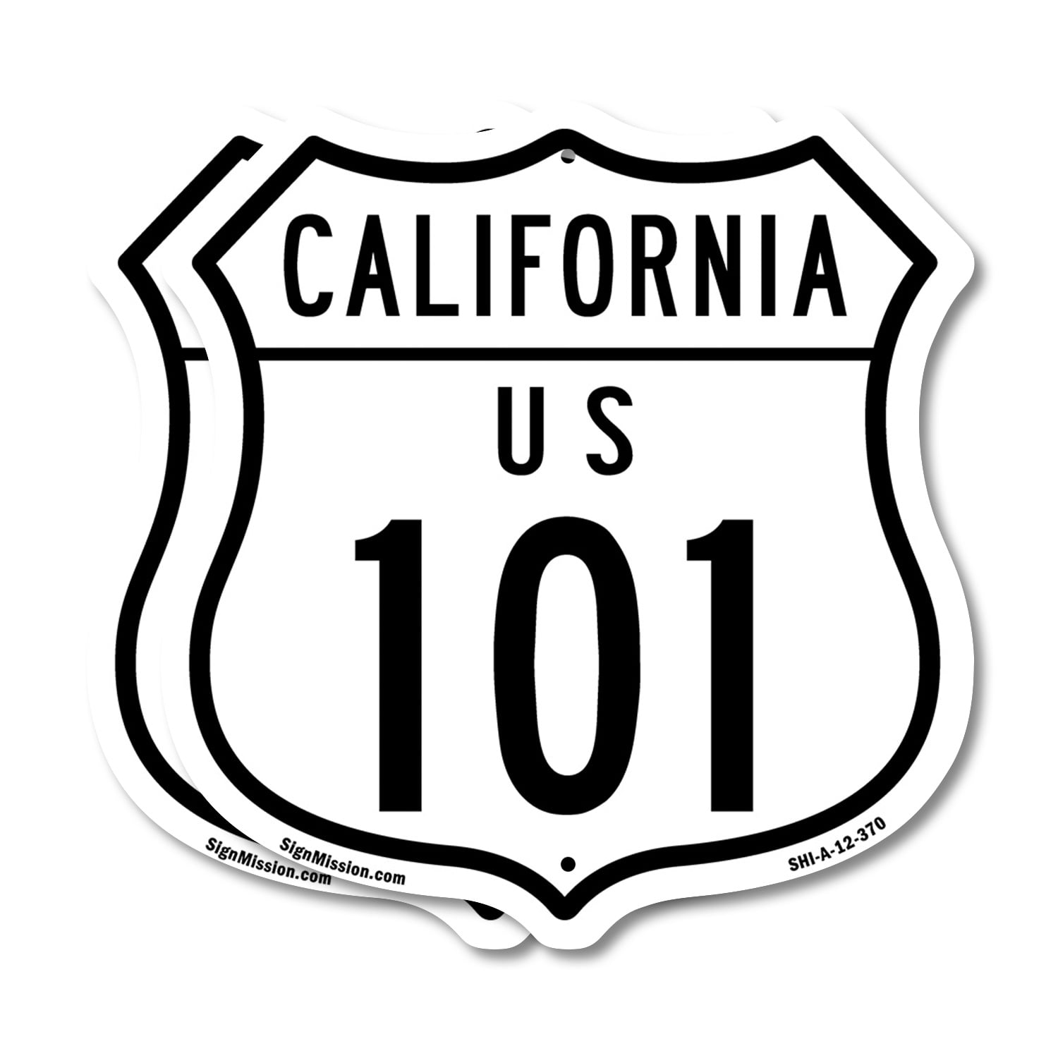 California Route Marker Shield Sign Us 101 (2 Pack) 12 inch X 12 inch ...