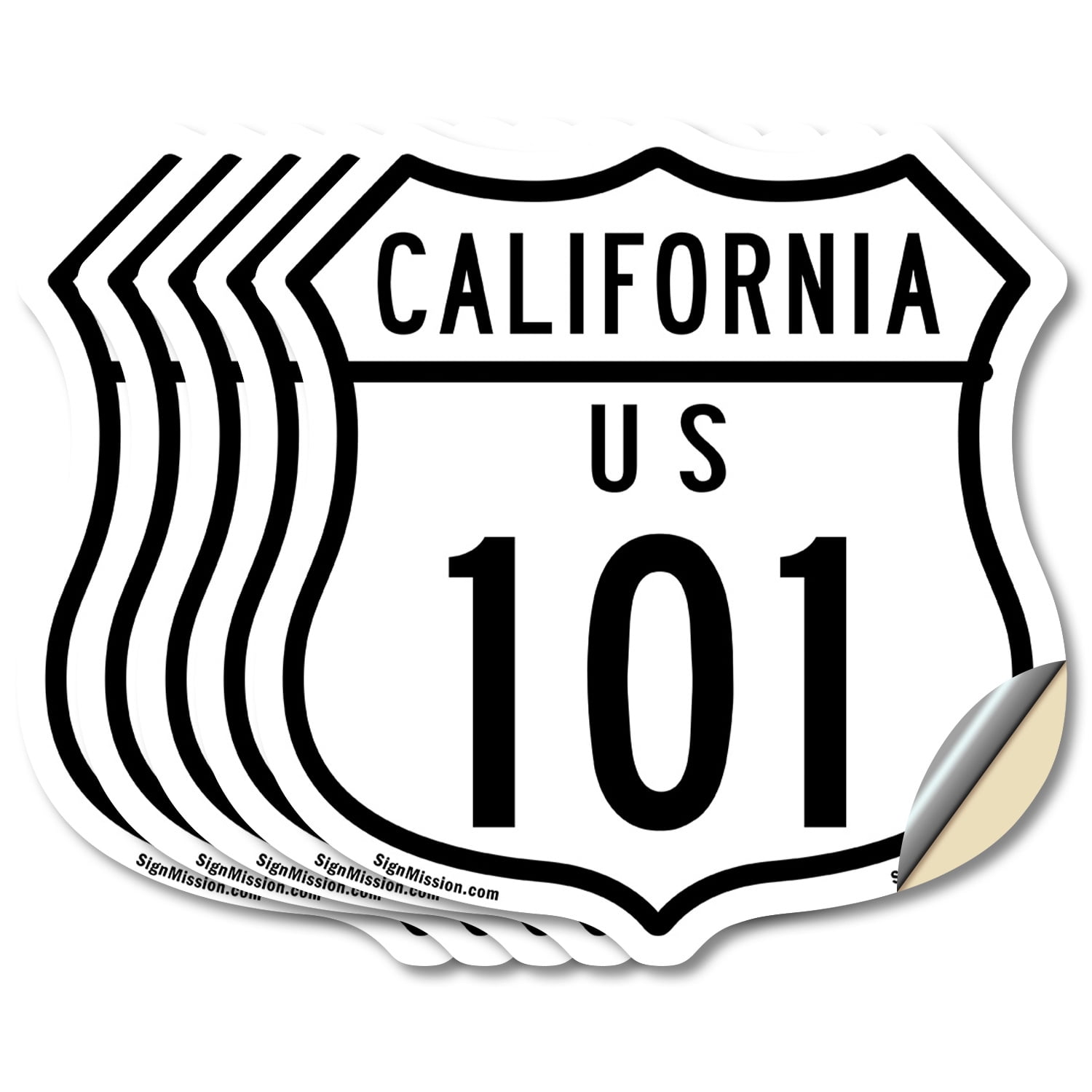 California Route Marker Shield Sign Us 101 (5 Pack) 6 inch X 6 inch ...