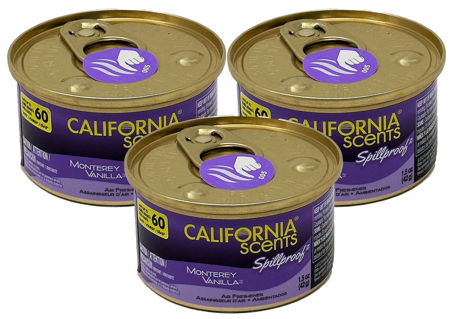 California Scents Car Air Freshener Monterey Vanilla Organic Spill ...