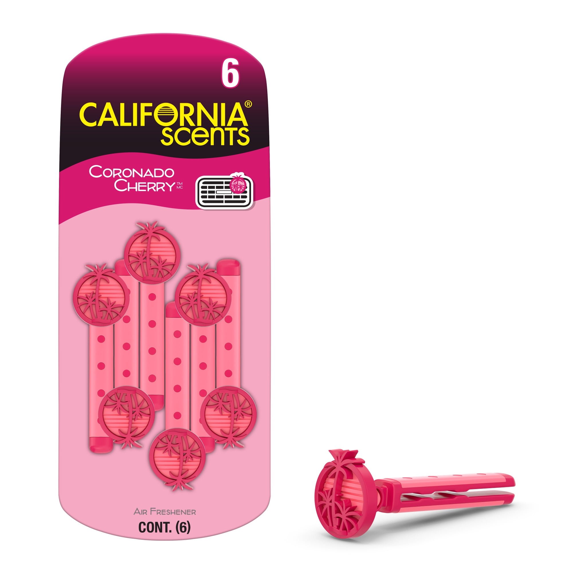 California Scents Coronado Cherry Vent Car Air Freshener 6 Pack Long ...
