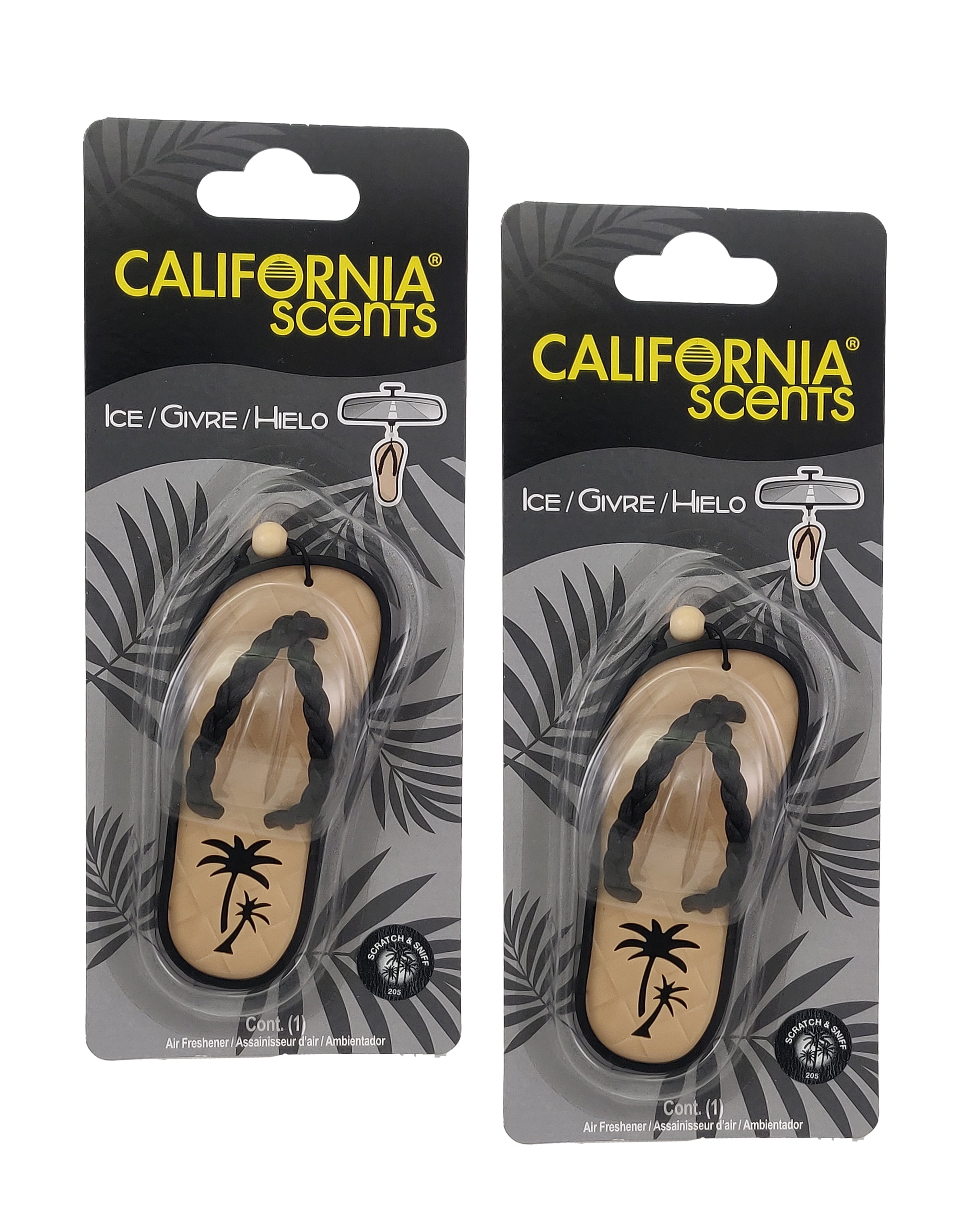 California Scents Scented Sandal Hanging Air Freshener, Ice Scent Car ...