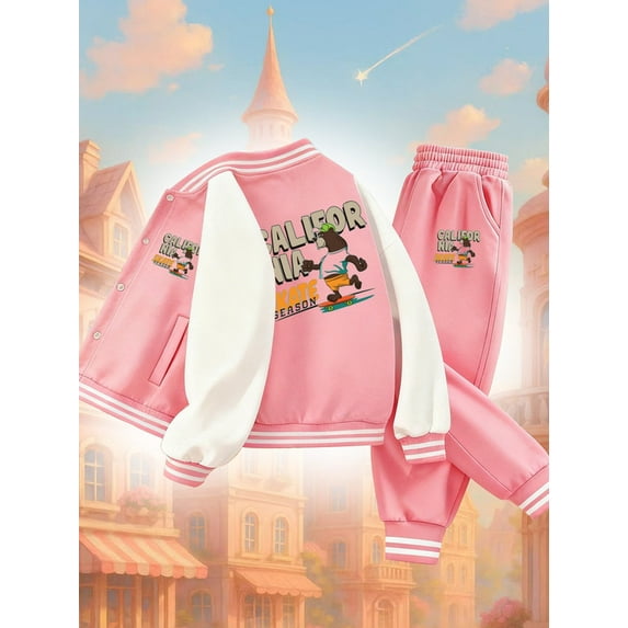 California Skate baseball uniform jacket set funny girl pink regular ...