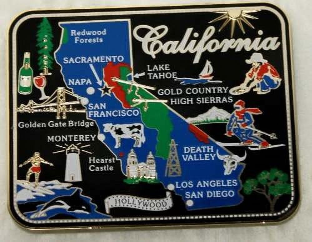 California Souvenir Gift Brass Magnet State Landmarks - Walmart.com
